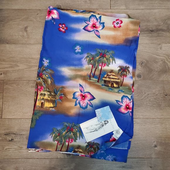 Beach Cabana | Swim | Vtg Beach Cabana Pareo Wrap Blue Hawaiian ...